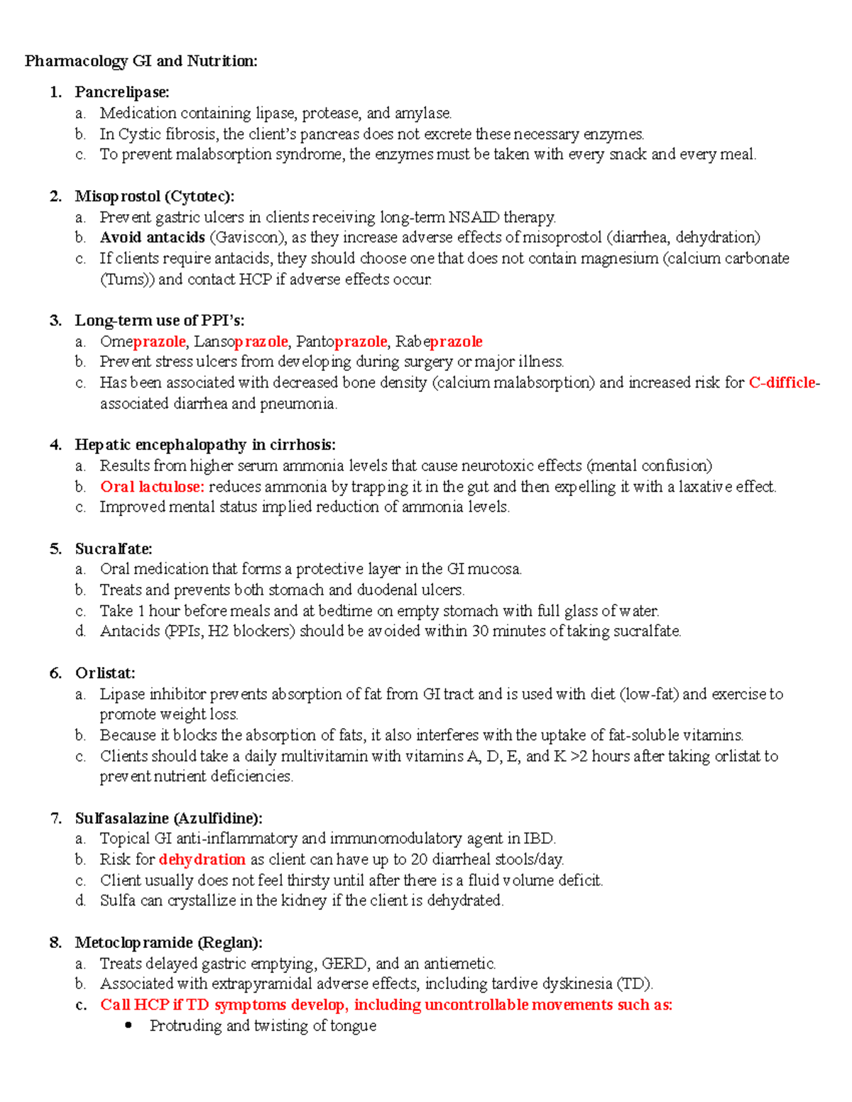 Pharmacology GI and Nutrition - Pancrelipase: a. Medication containing ...