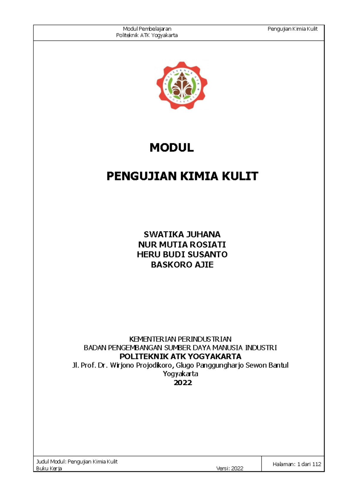 Modul Pengujian Kimia 2022 - Politeknik ATK Yogyakarta Judul Modul ...