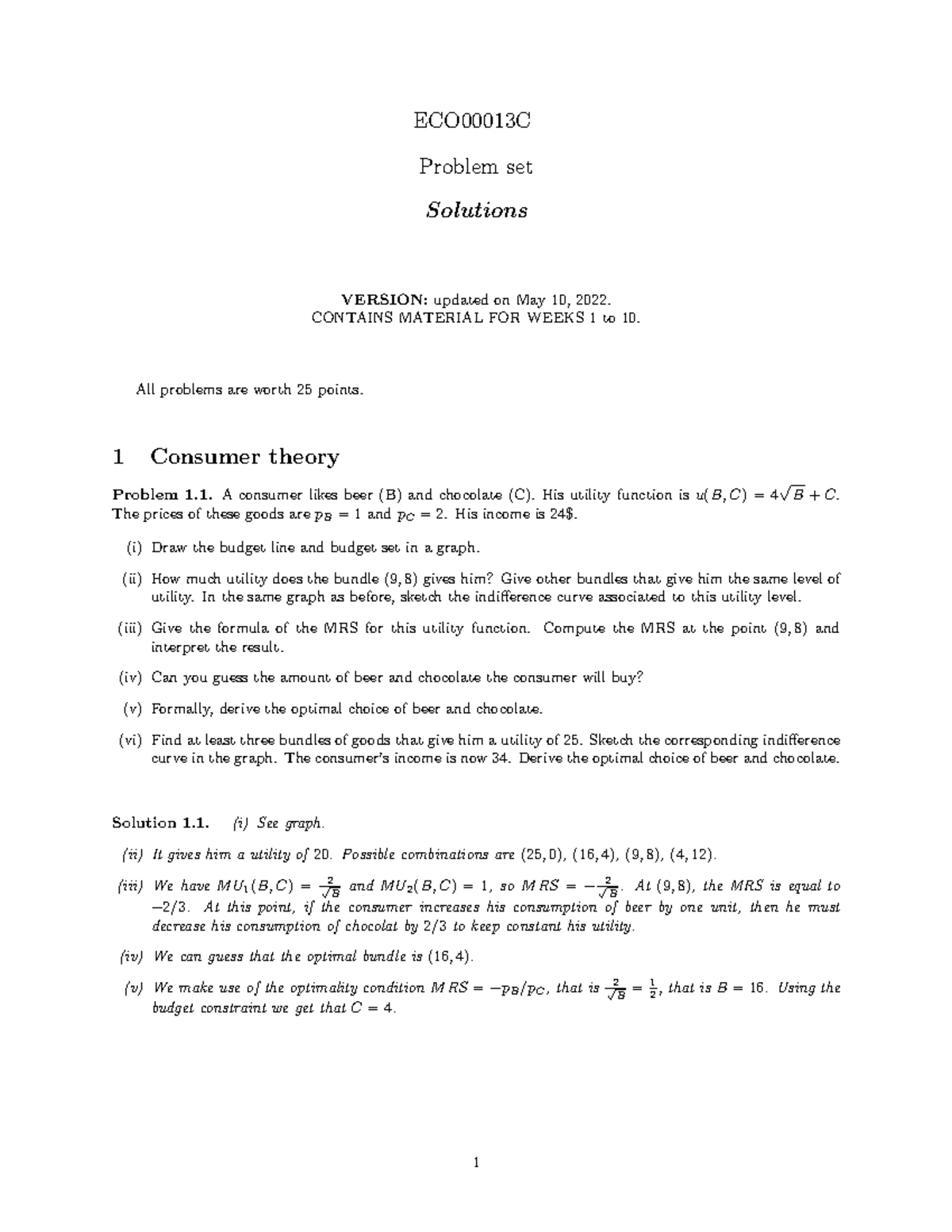 Term 2 Solutions - Notes - ECO00013C Problem set Solutions VERSION ...
