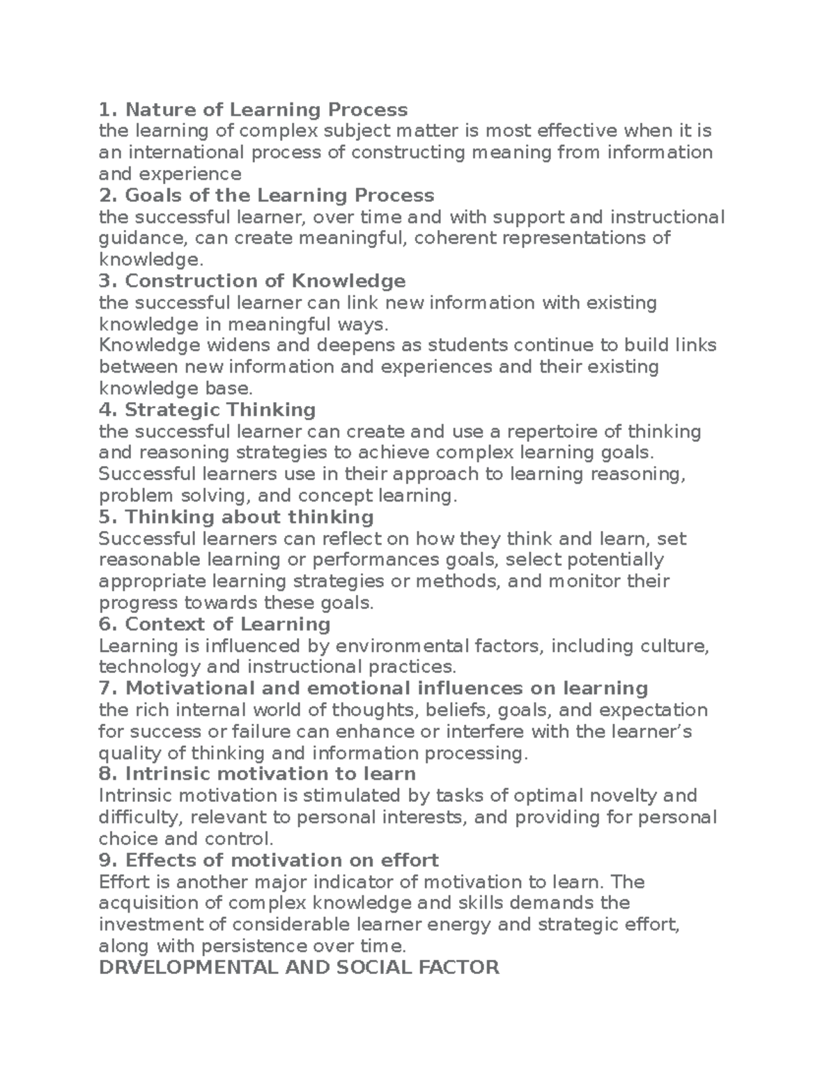 1 - thank you - Nature of Learning Process the learning of complex ...