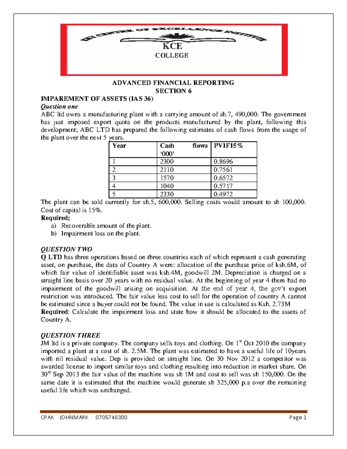 AFR HAND OUT - Lecture notes - Financial accounting - Studocu