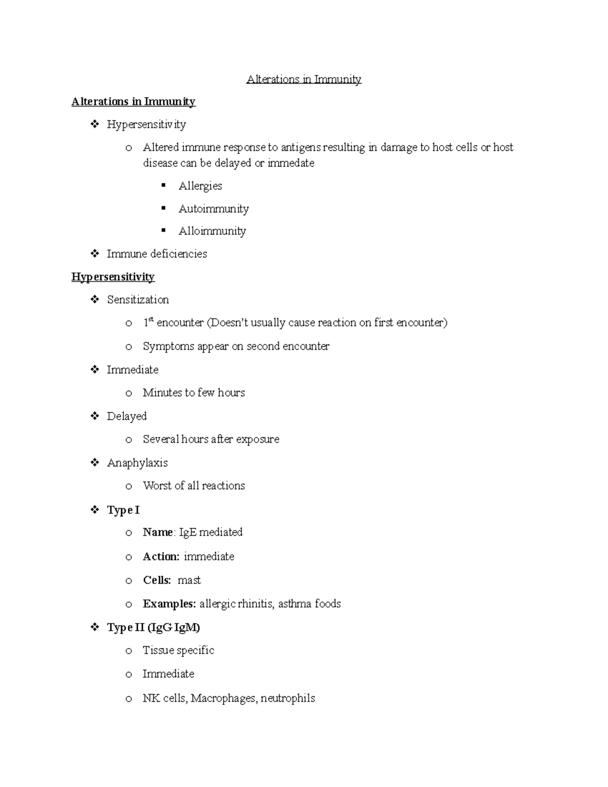 Alterations In Immunity Alterations In Immunity Alterations In