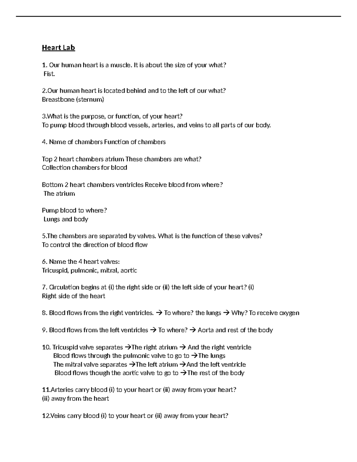 Heart Lab (Biology) - Heart Lab Our human heart is a muscle. It is ...
