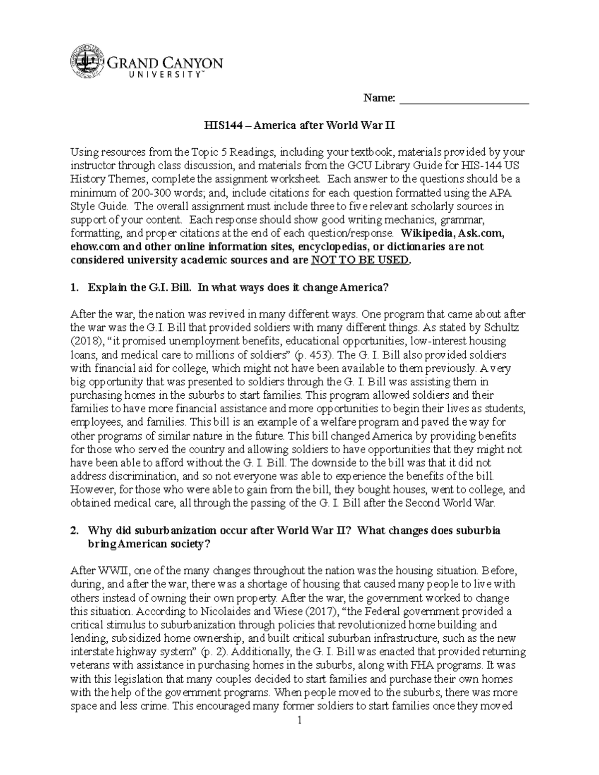 HIS-144-T-5.America after WWII - Name: ______________________ HIS144 ...