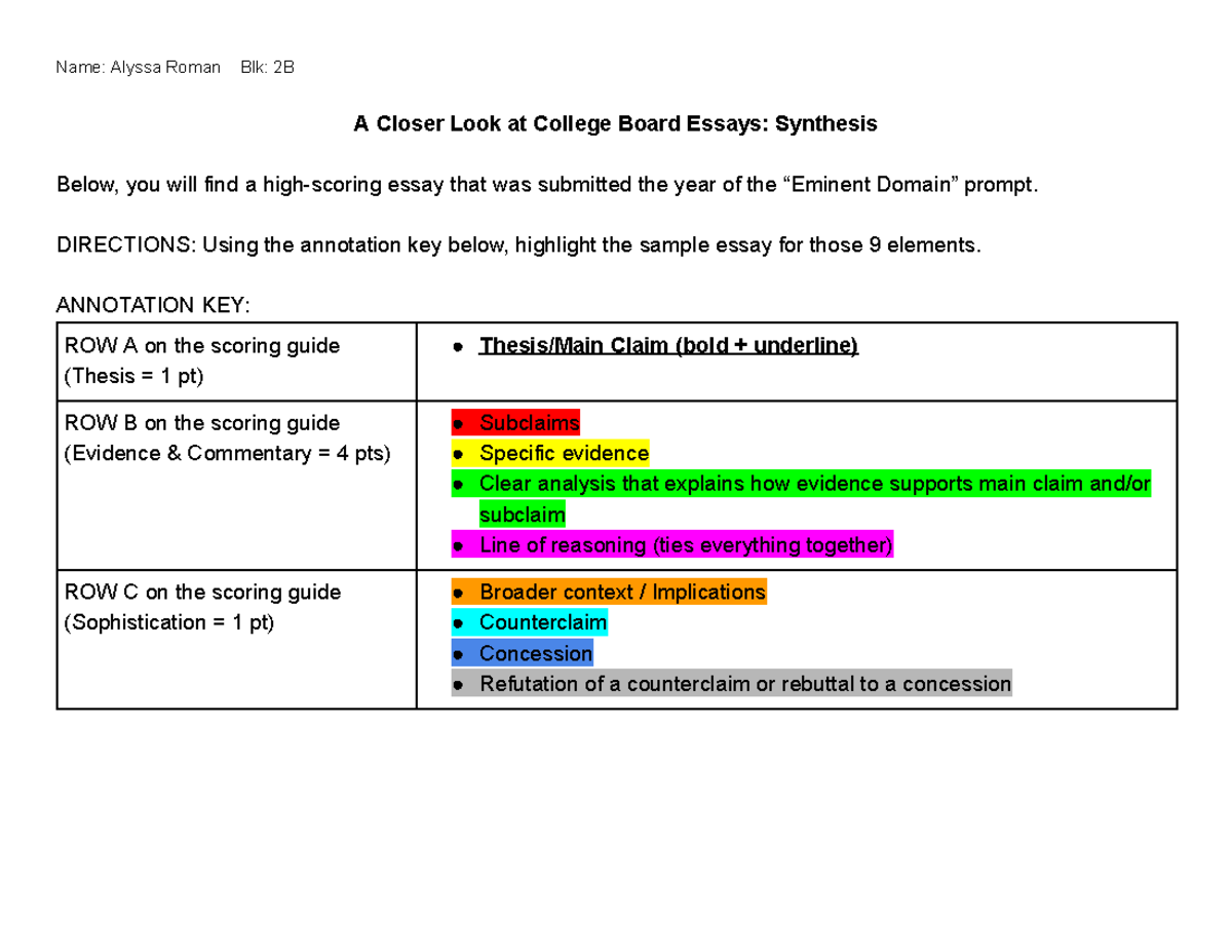 Copy of Syn Closer Look Eminent Domain Sample - F23 - Name: Alyssa ...