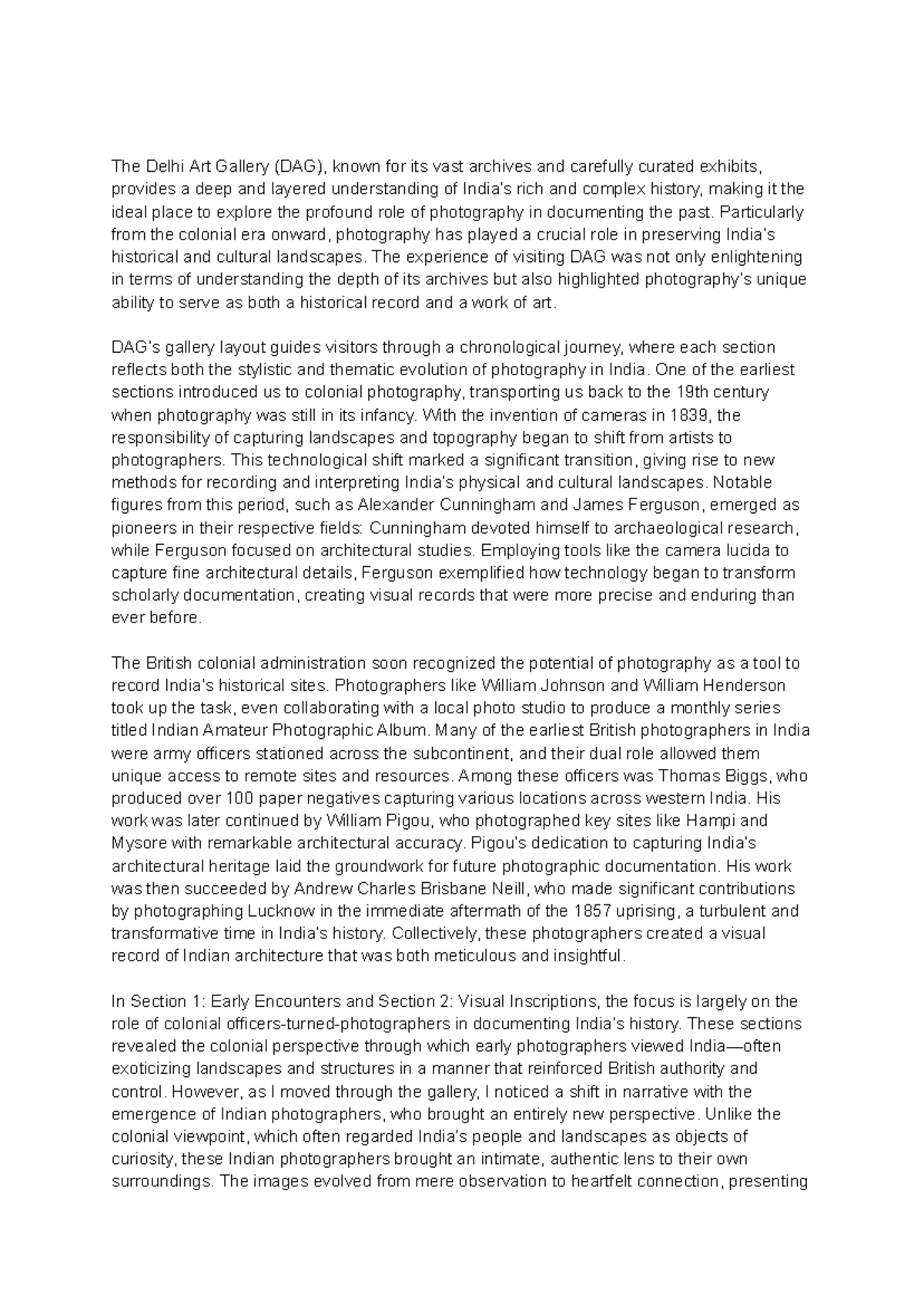 DAG assignment - The Delhi Art Gallery (DAG), known for its vast ...