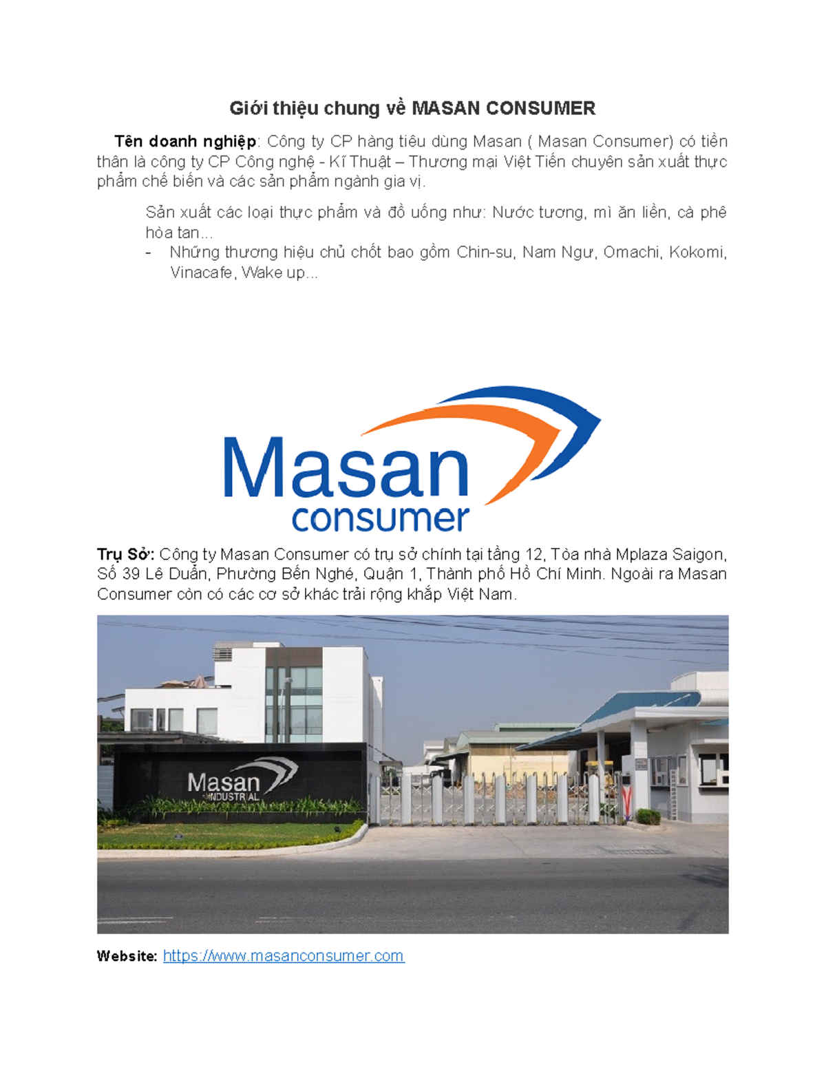Giới thiệu masan - asdc - Giới thiệu chung về MASAN CONSUMER Tên doanh ...
