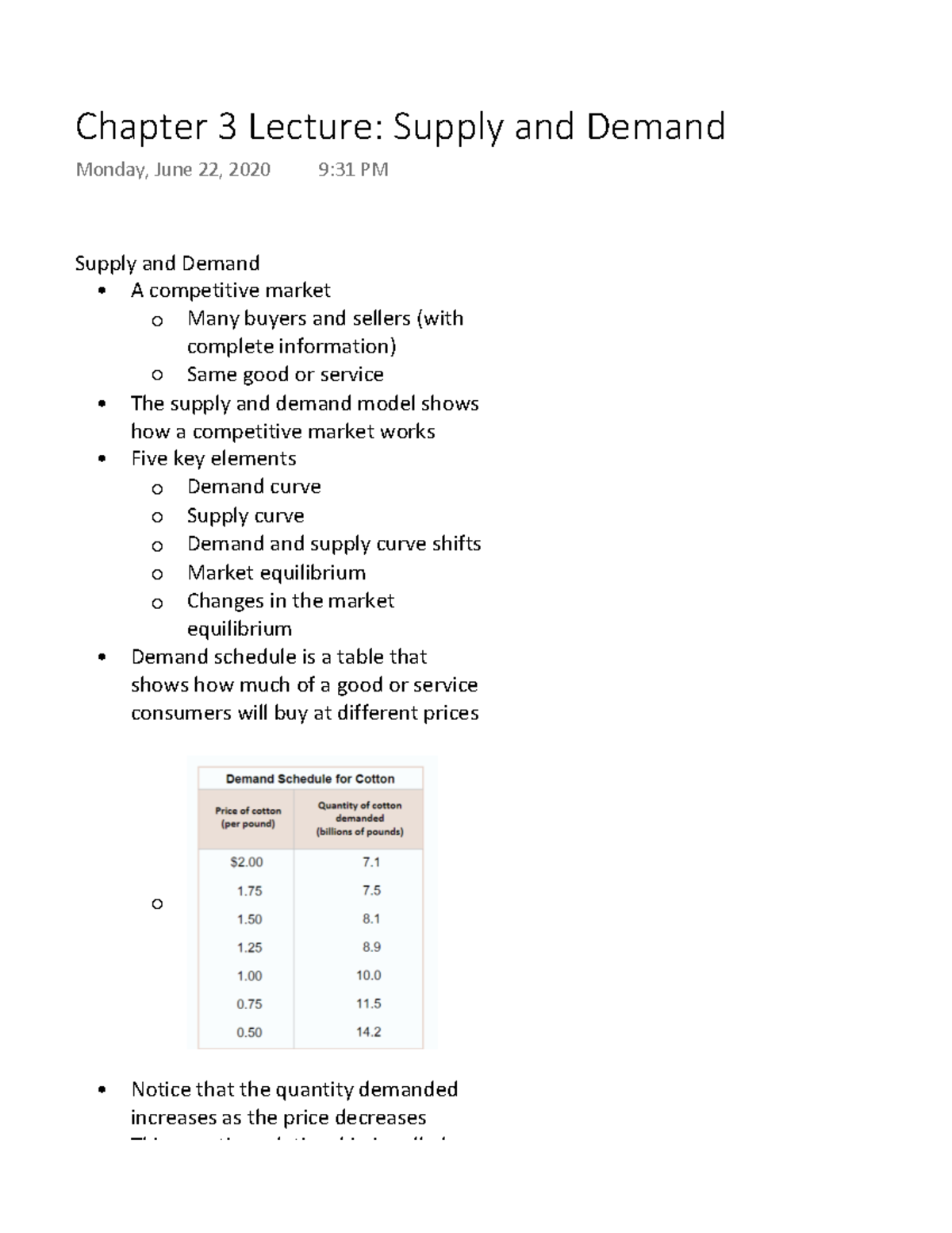 Chapter 3 Lecture Supply and Demand - Supply and Demand A competitive ...