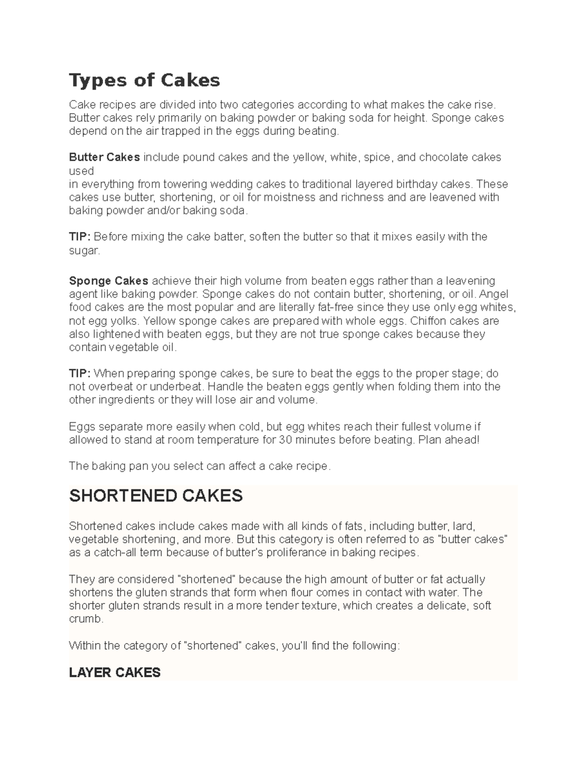 Types of Cakes - Types of Cakes Cake recipes are divided into two ...