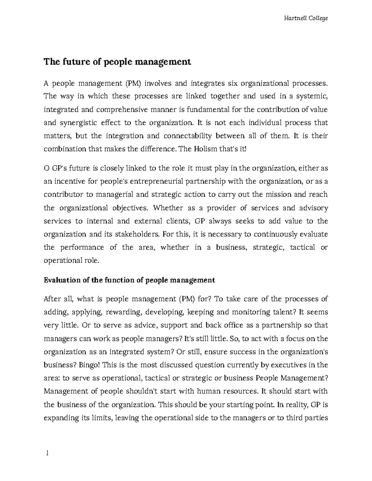 The future of people management. - The way in which these processes are ...