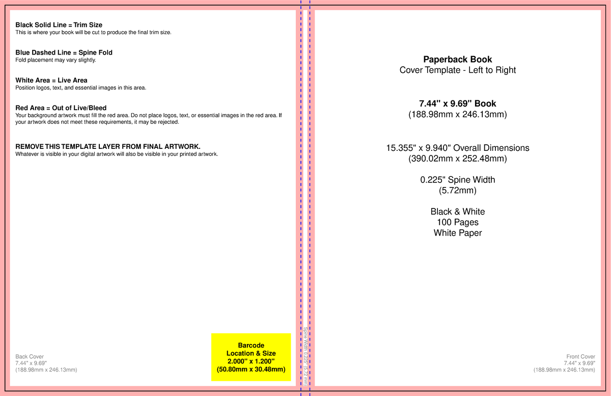 Paperback 7 Sizing For Book Paperback Book Cover Template Left To