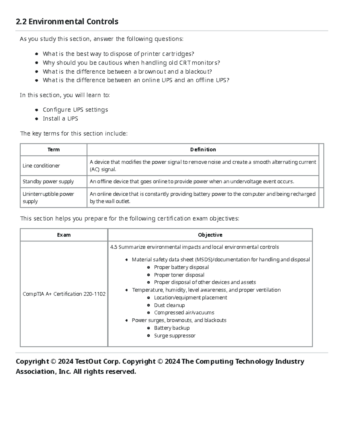 2.2 Enviornmental Controls - 2 Environmental Controls As you study this section, answer the ...