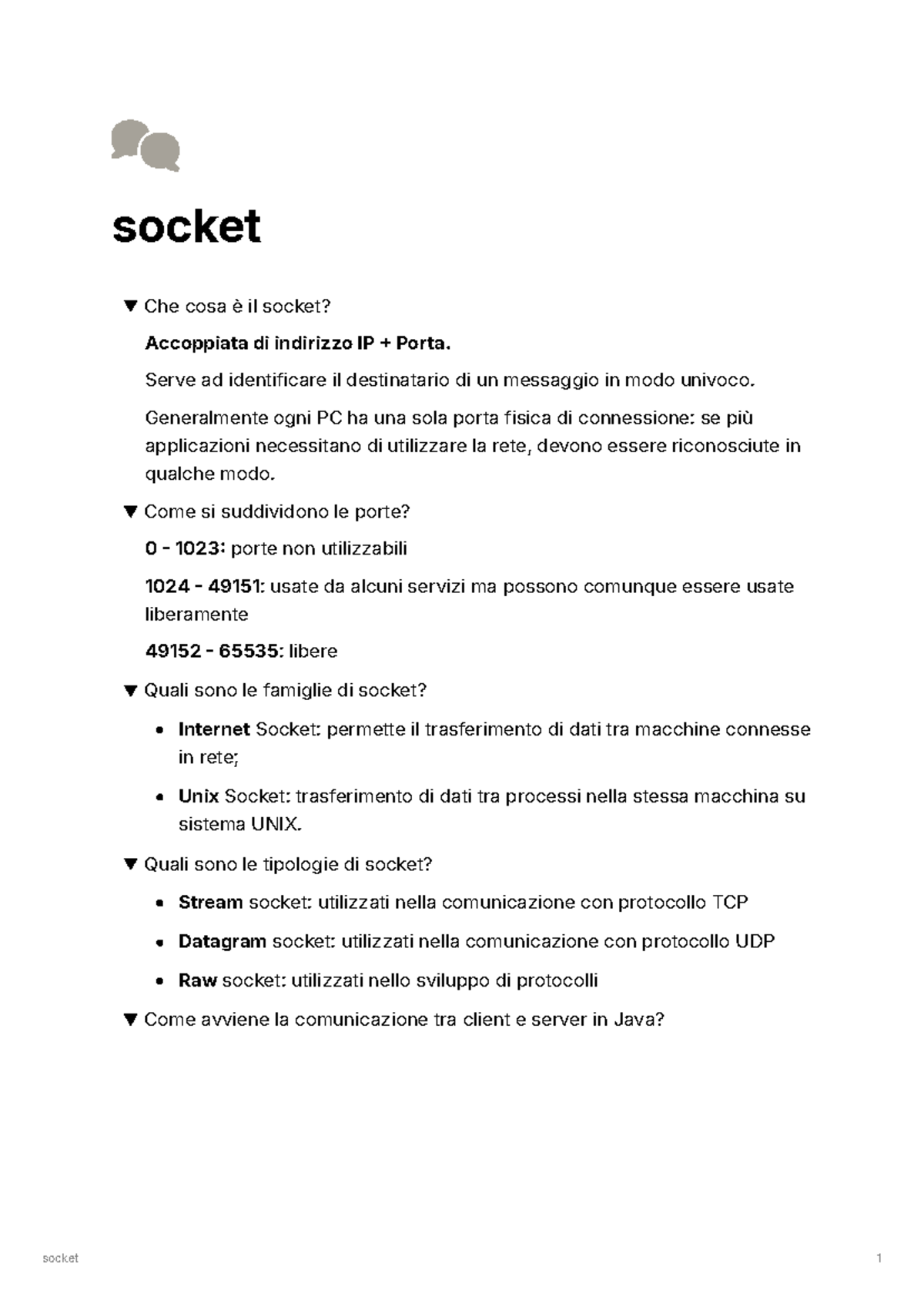 Introduzione ai socket - socket 1 socket Che cosa è il socket ...