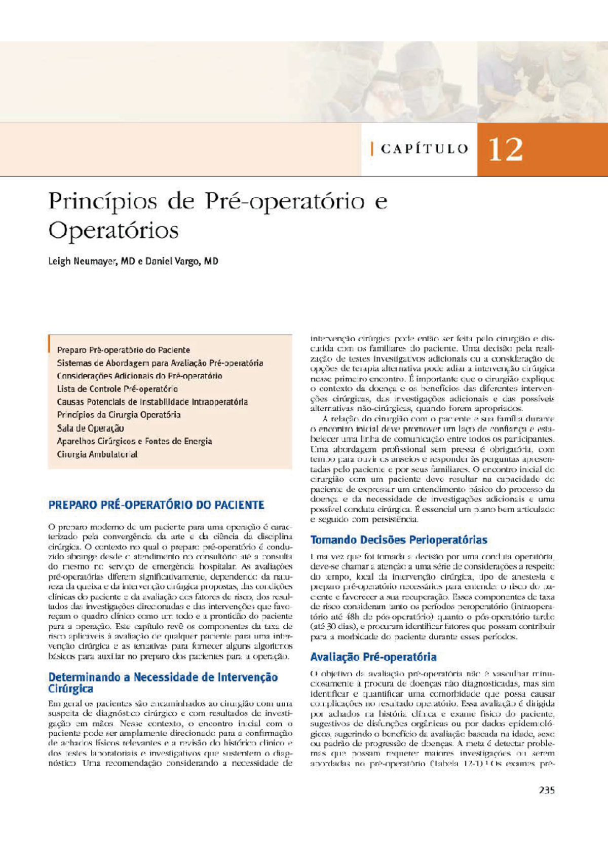 Pré-operatório - Sabiston - 18 Edicao - Cirurgia - Studocu