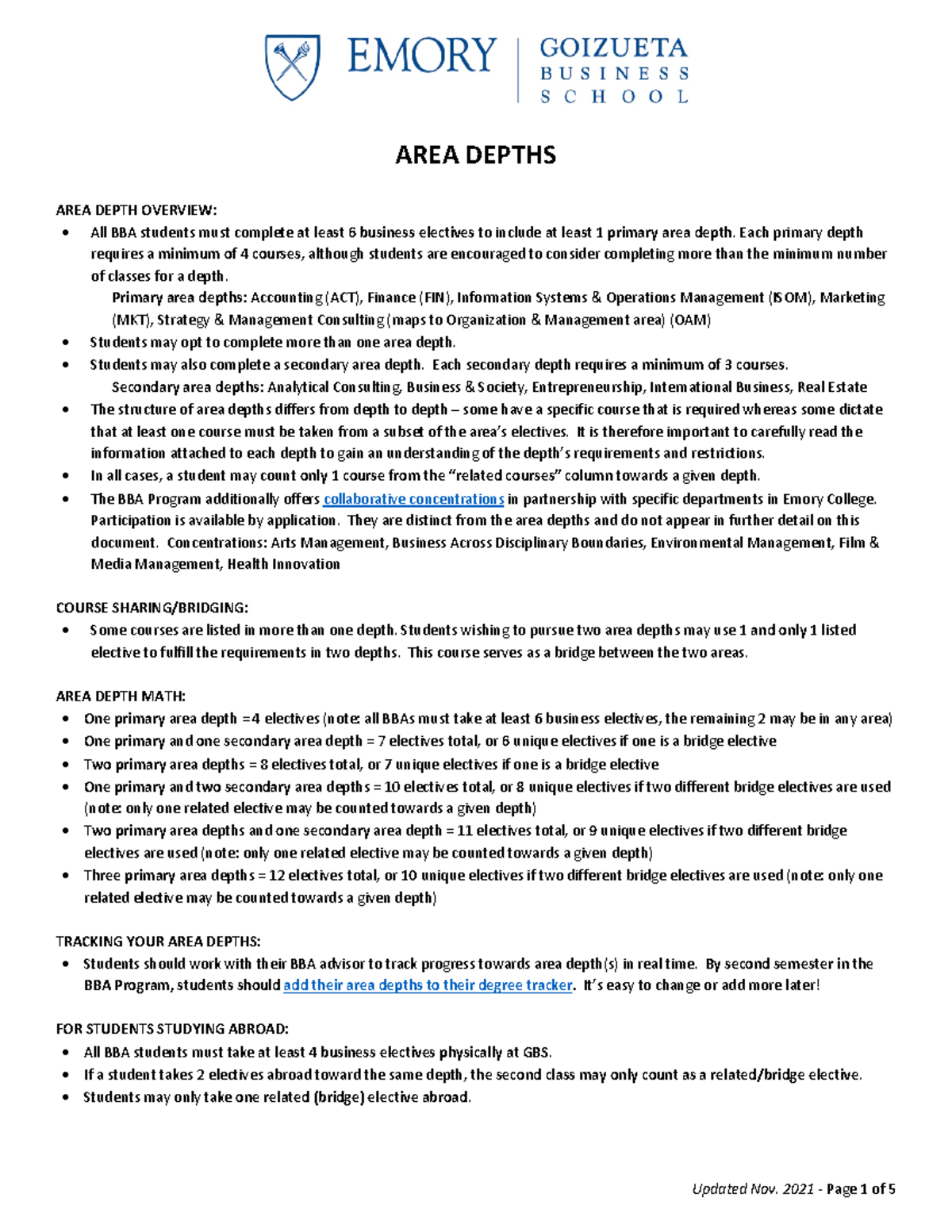 Area Depth Sheet Updated Nov 2021 - Updated Nov. 2021 ‐ Page 1 of 5 ...