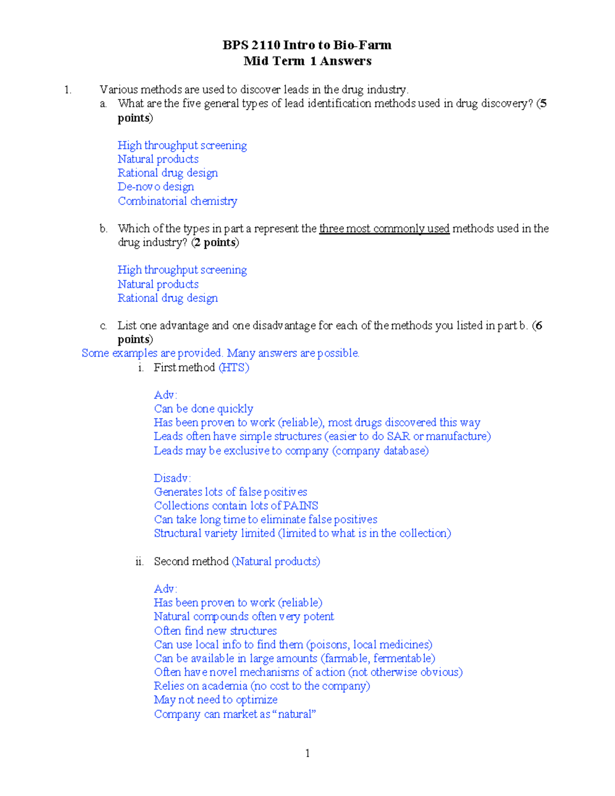 BPS 2110 mid-term 1 2022 answers - BPS 2110 Intro to Bio-Farm Mid Term 1 Answers Various methods ...