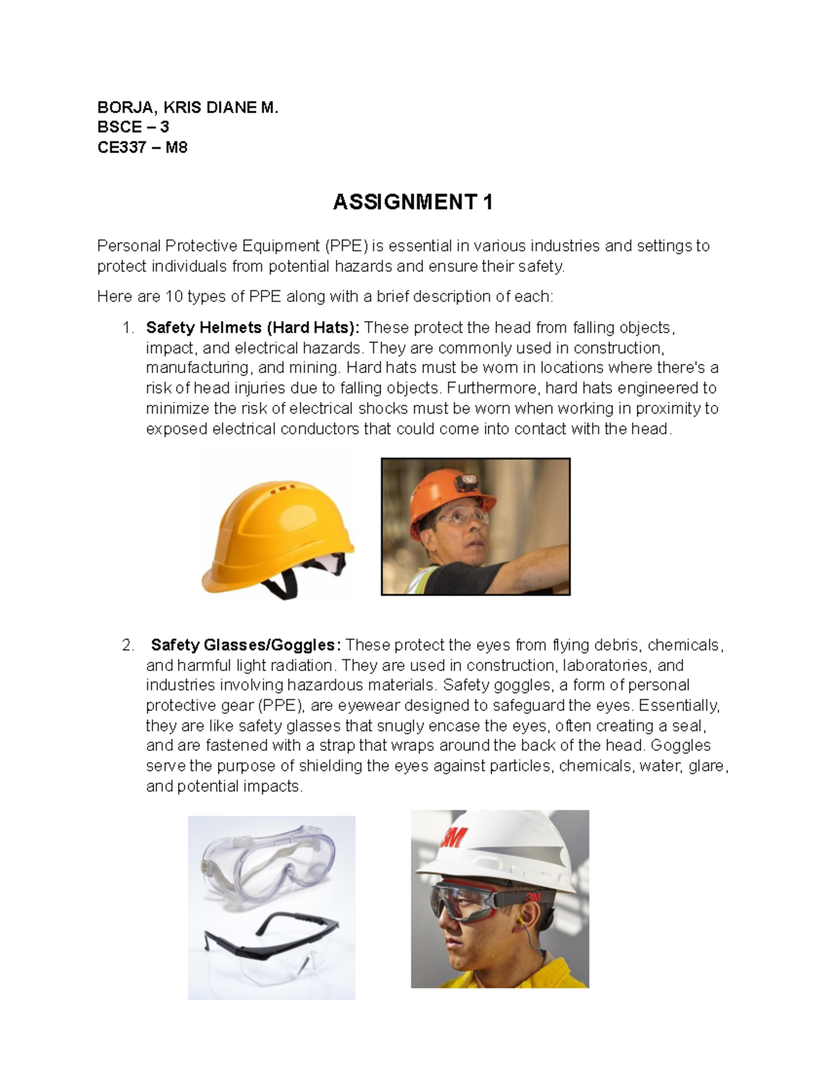 Assignment 1 - PPE - BORJA, KRIS DIANE M. BSCE – 3 CE337 – M ASSIGNMENT ...