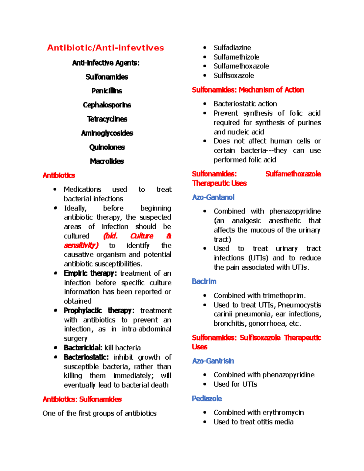 Pharma Notes - Antibiotic/Anti-infevtives Anti-infective Agents ...