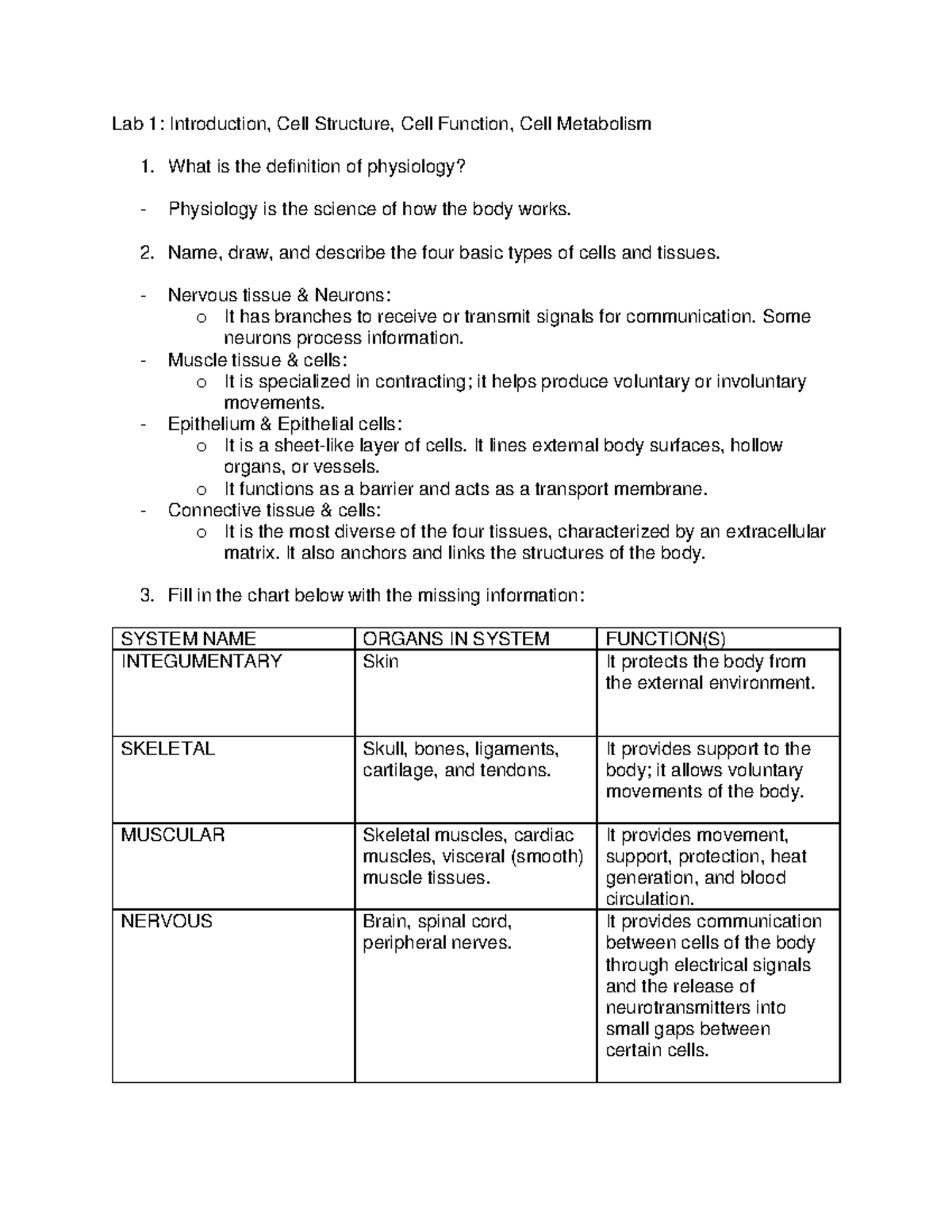 Lab 1 - Lab Assignment - Lab 1: Introduction, Cell Structure, Cell ...