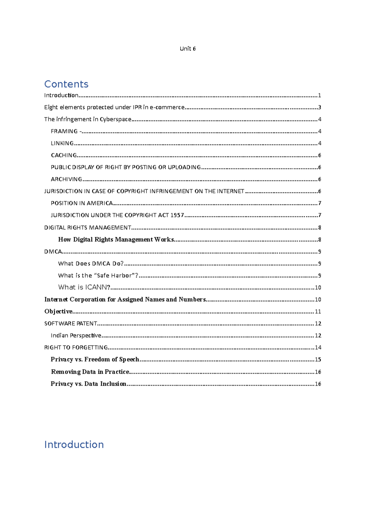 Unit 6 - imp. notes - Contents - Studocu