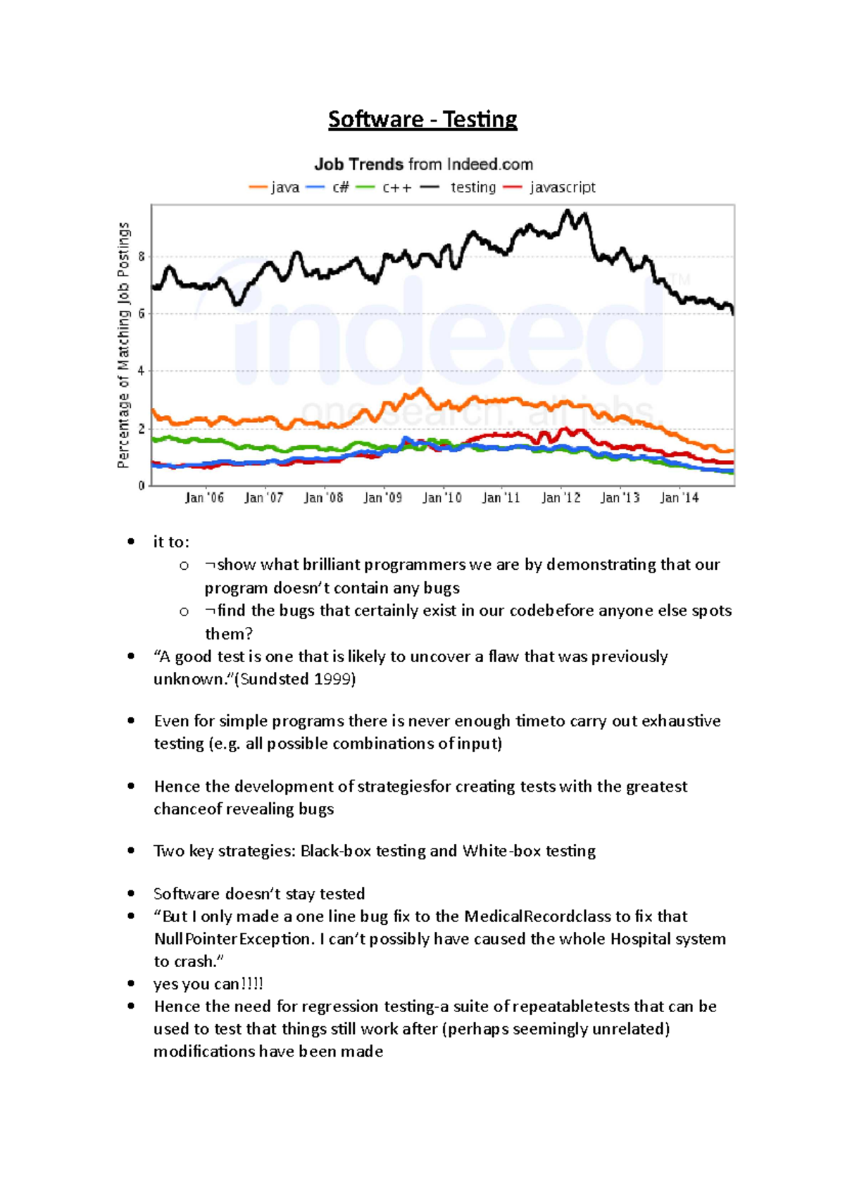 Software Testing Lecture Notes 4 Software Testing It To O Show 7281