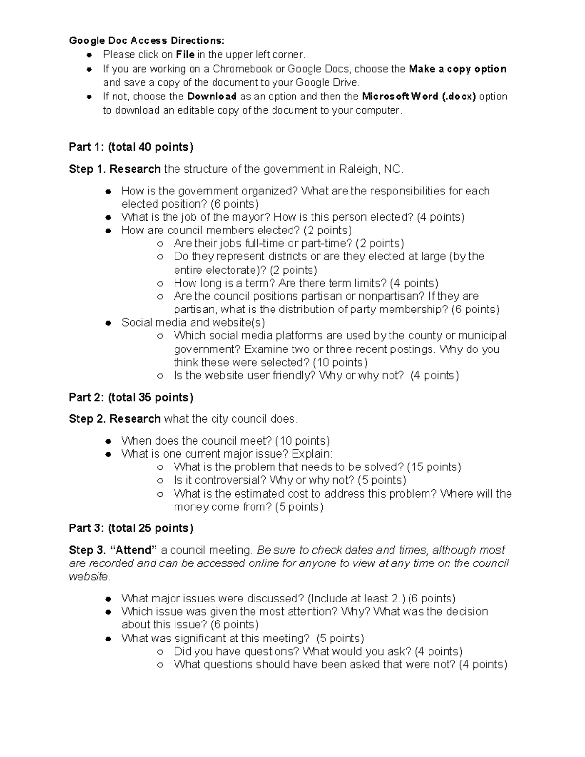 Module 7 Honors Assignment Rubric - Google Doc Access Directions ...