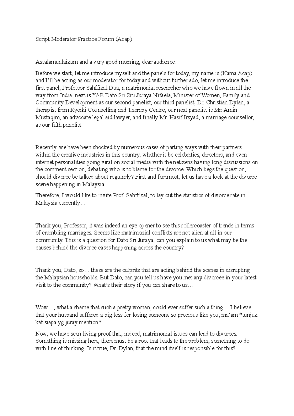 Script Moderator Forum For Real - Script Moderator Practice Forum (Acap ...