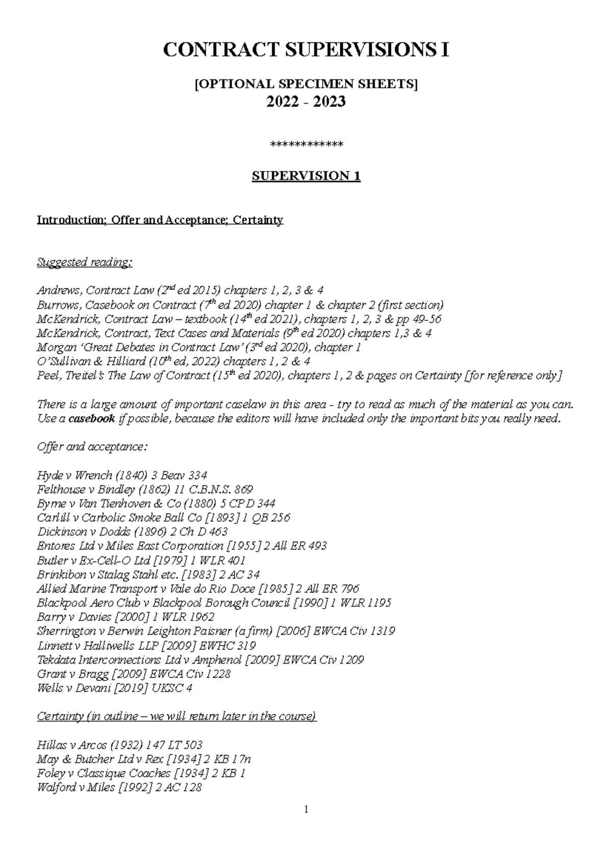 Specimen Contract Supervisions (1- 4) 2022 - 23 - CONTRACT SUPERVISIONS ...