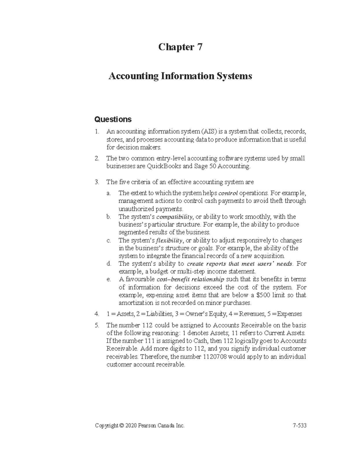 Chapter 7 - note - Copyright © 2020 Pearson Canada Inc. 7- Chapter 7 ...
