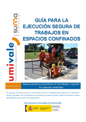 Prevencic 3b3n de riesgos en espacios confinados - Seguridad - Studocu