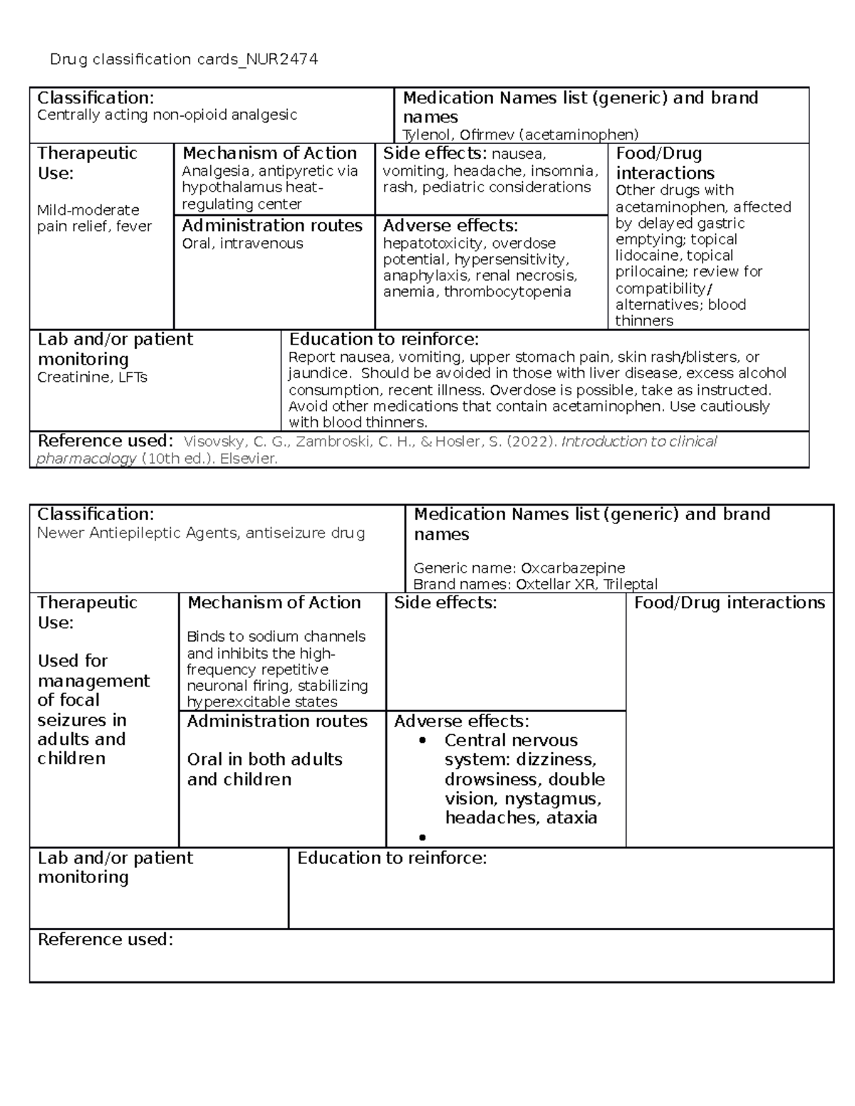 Md 2 drug cards - Classification: Centrally acting non-opioid analgesic ...
