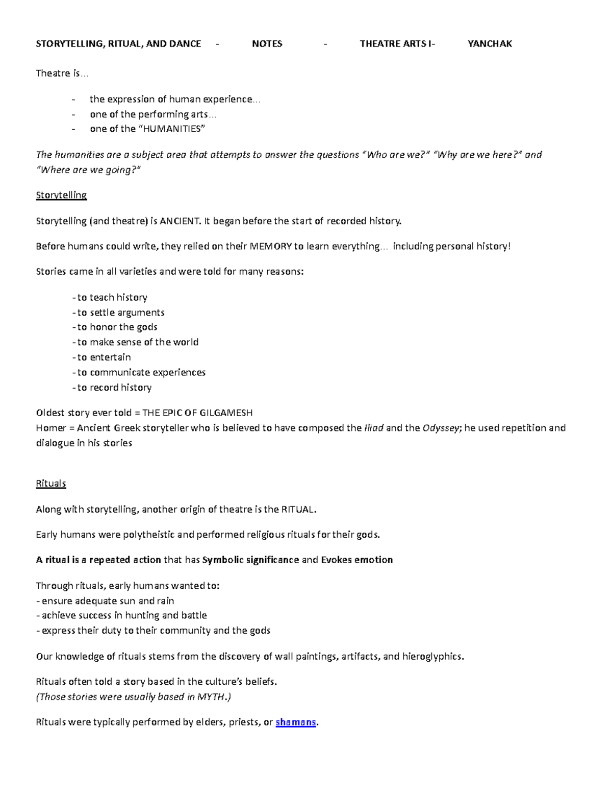 Storytelling Dance and Ritual Notes - STORYTELLING, RITUAL, AND DANCE ...