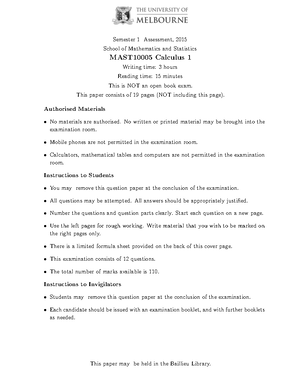 Calc 1 Exam Notes - 1: Sets and Proofs (D1) A = B when every element of ...