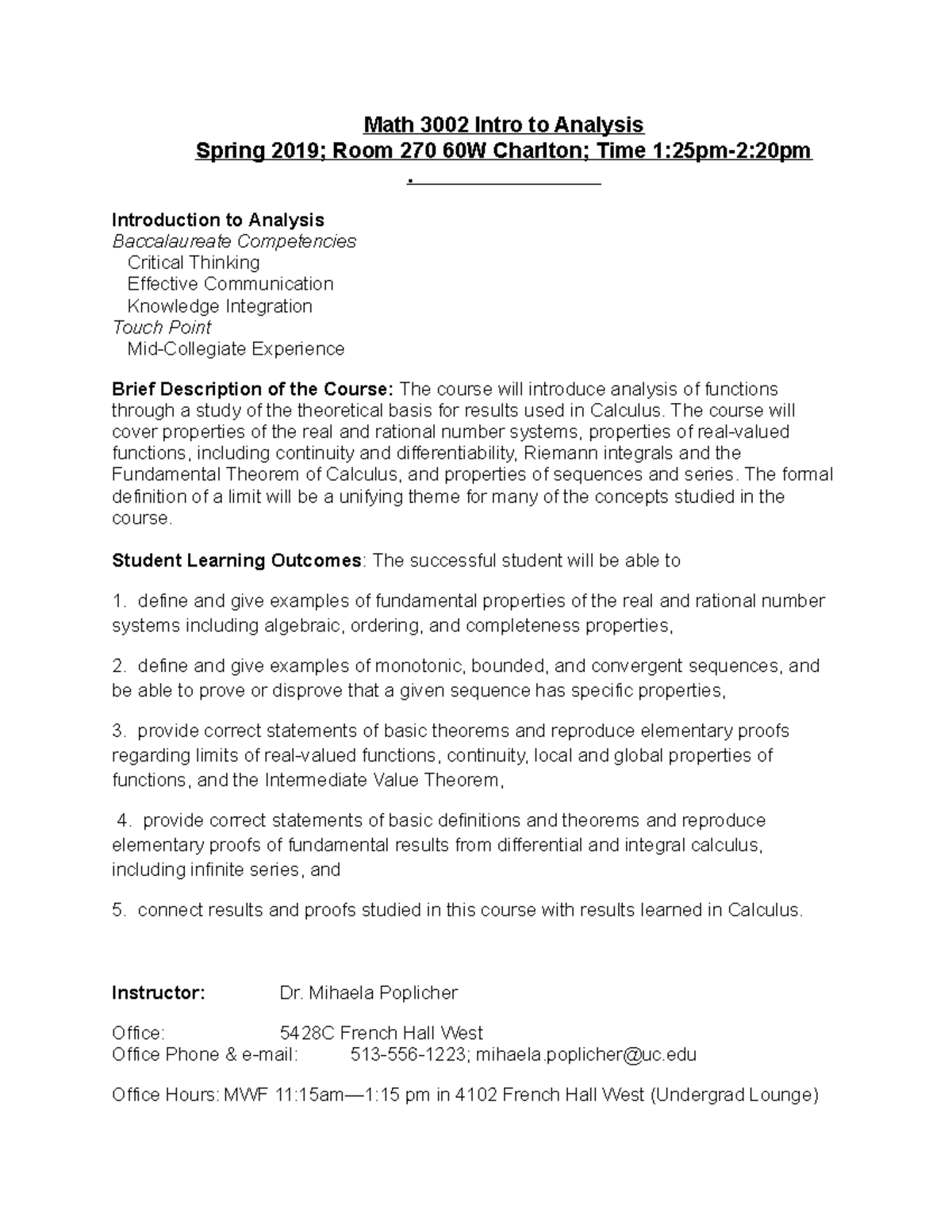 MATH3002- Introduction to Analysis - Math 3002 Intro to Analysis Spring ...