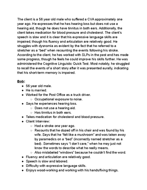 Rob - Overview and details for SLP simucase "Rob" - Case History Family ...