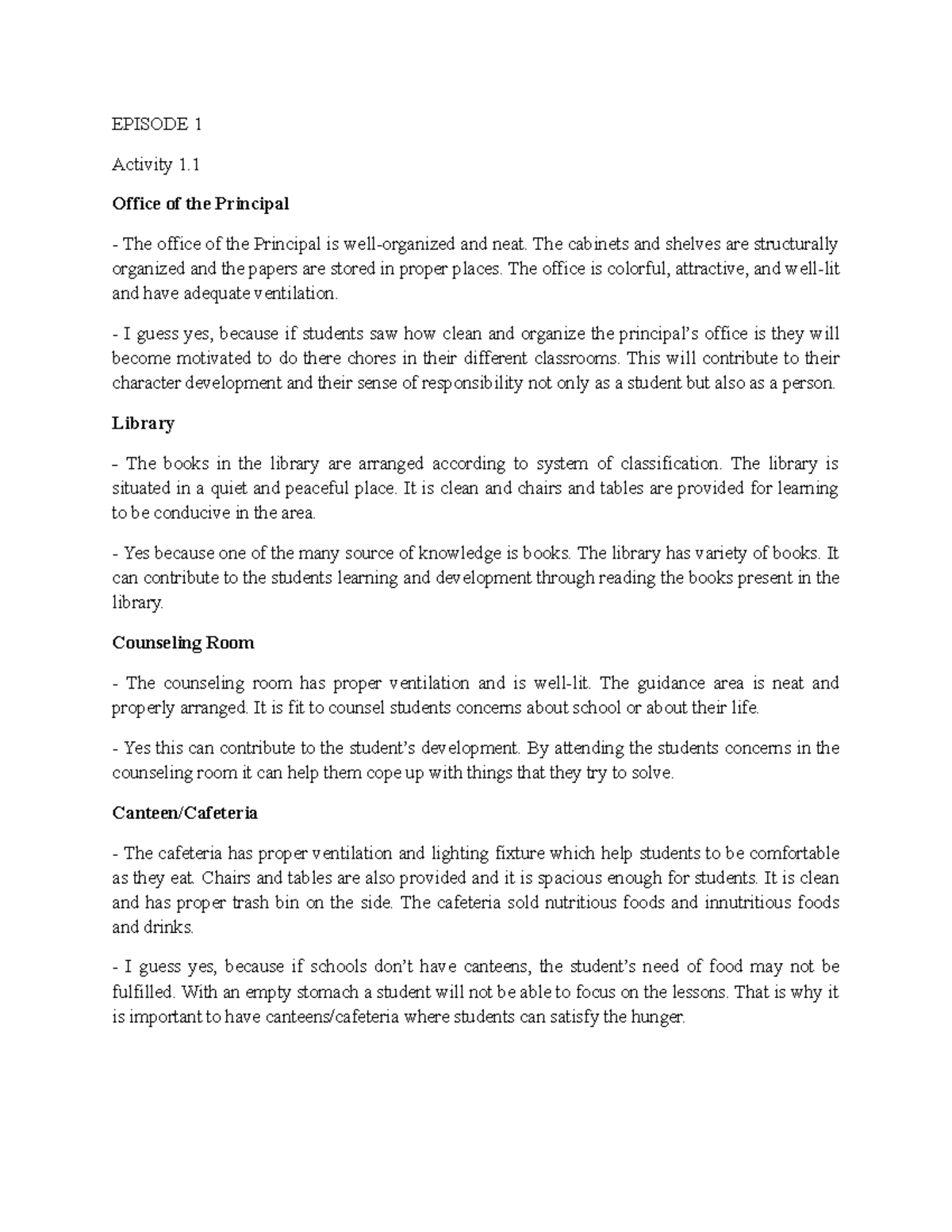 Episode 1-FS1 - Field Study worksheets - EPISODE 1 Activity 1. Office ...