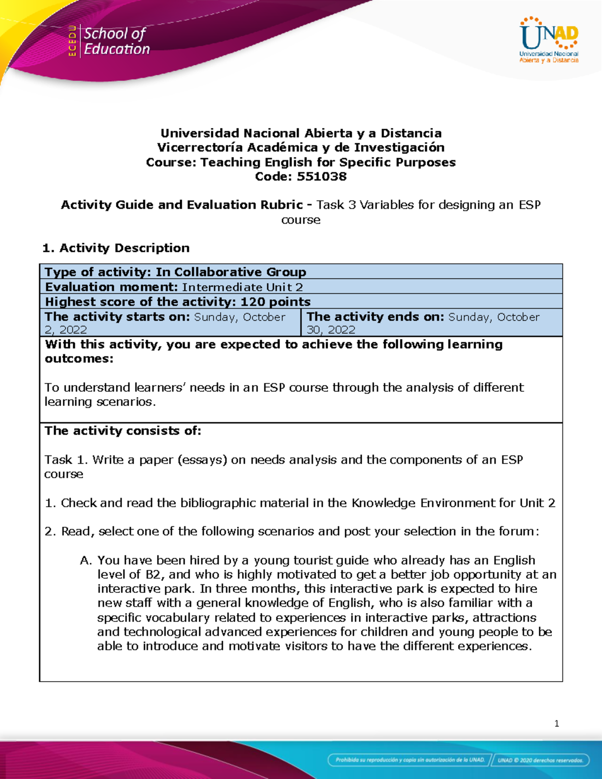 Activity Guide and Evaluation Rubric - Task 3 - Variables for designing ...