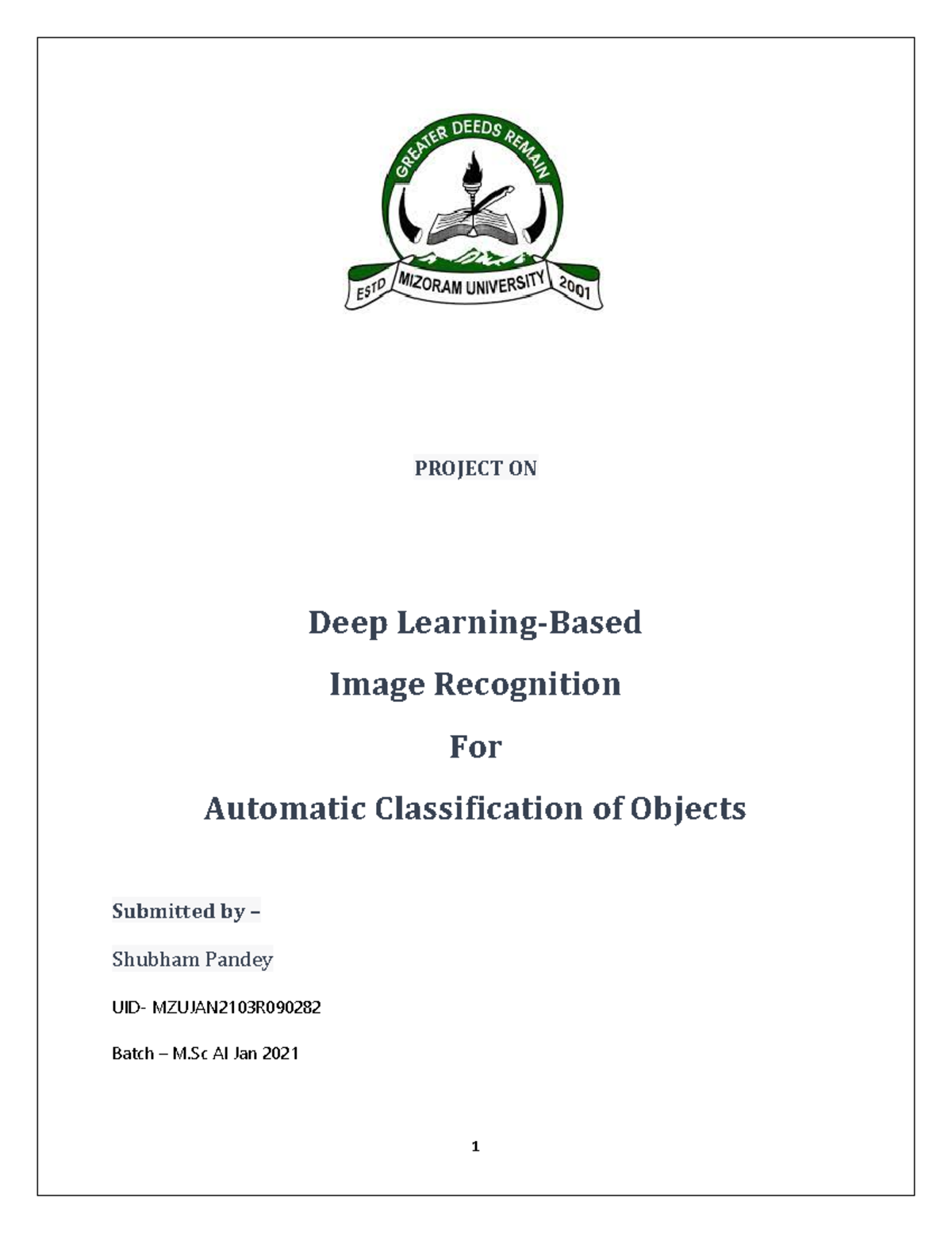 AI Project - PROJECT ON Deep Learning-Based Image Recognition For ...