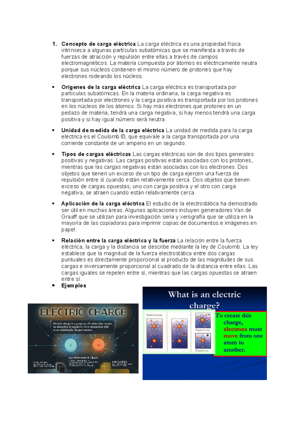 Concepto de carga eléctrica - La materia compuesta por átomos es ...