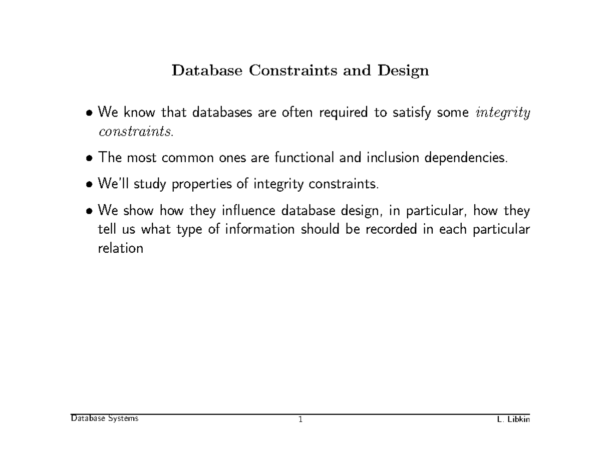Set4 - Ste of Data materials - Database Constraints and Design • We ...