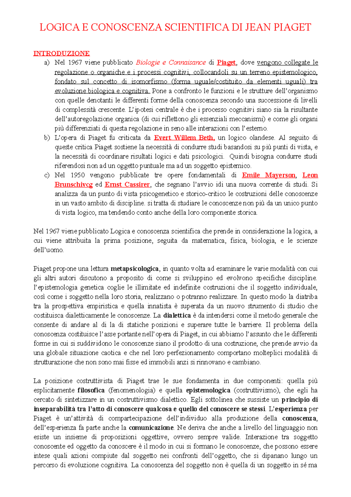 Logica e conoscenza scientifica - Piaget - LOGICA E CONOSCENZA ...