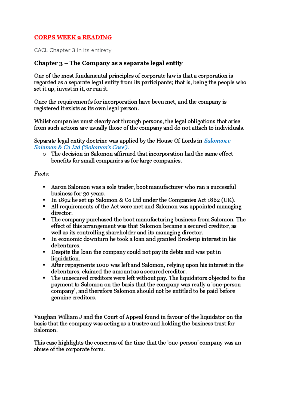 Corps WEEK 2 Reading - CORPS WEEK 2 READING CACL Chapter 3 in its ...