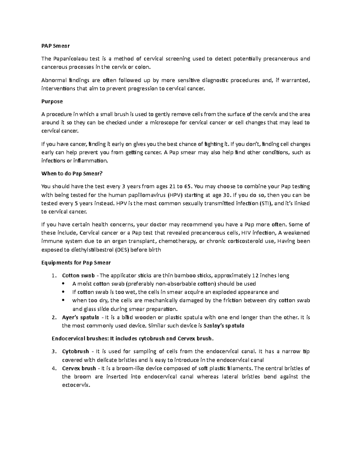 PAP Smear (Written report) - PAP Smear The Papanicolaou test is a ...