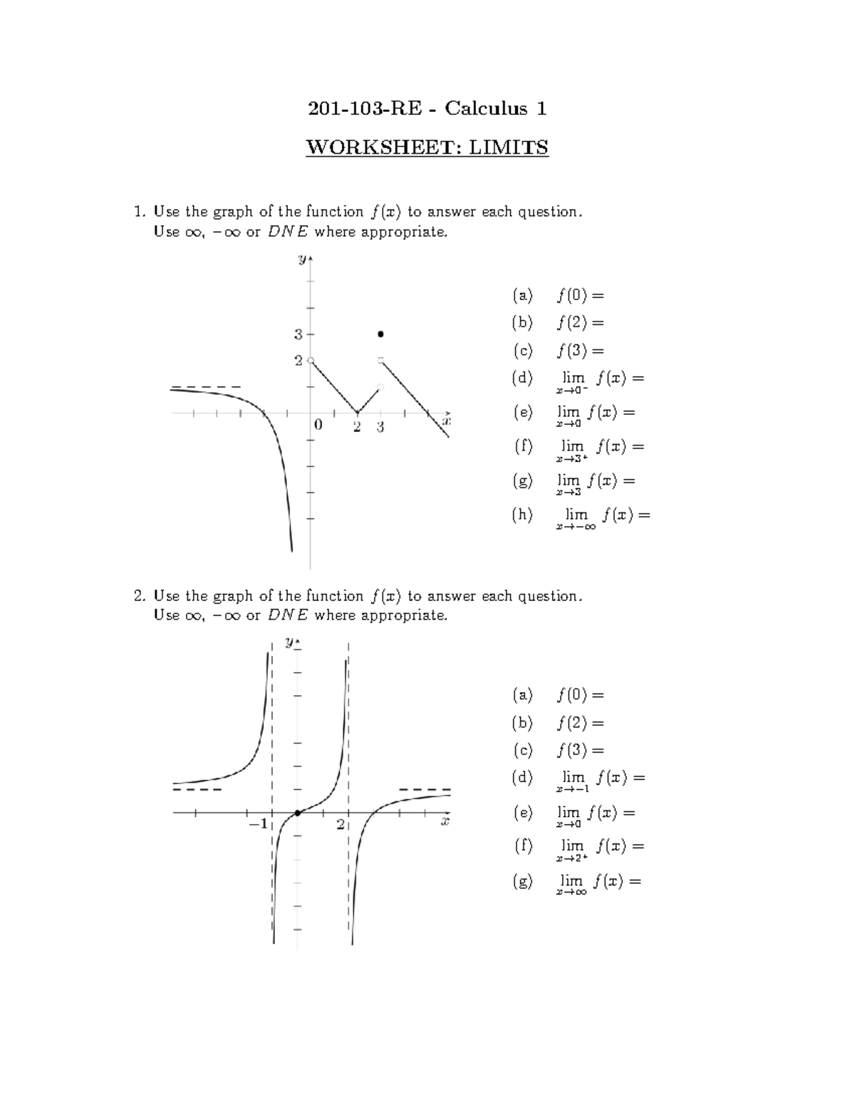 Calculus-Review-1cnmf49 - ####### 201-103-RE - Calculus 1 ...