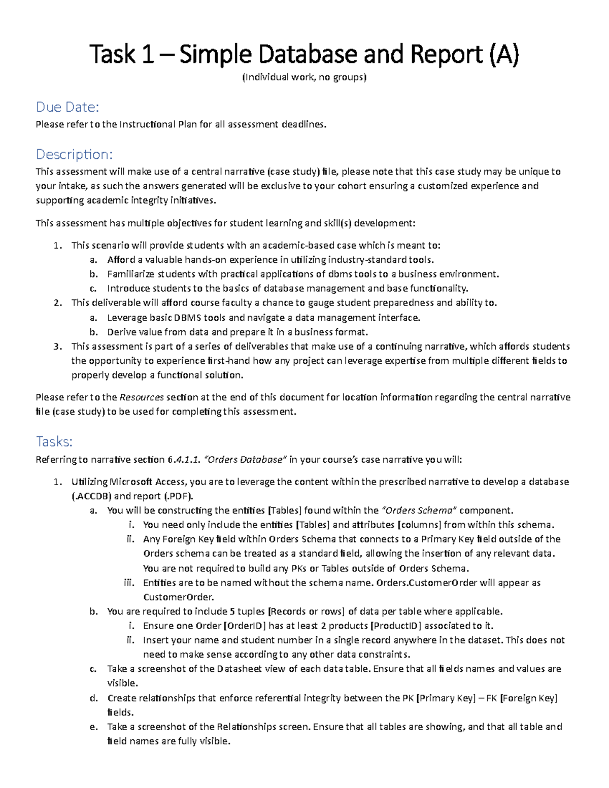 Task 1 Simple Db And Reports 6411 Ver 13a Individual Task 1 ñ Simple Database And 