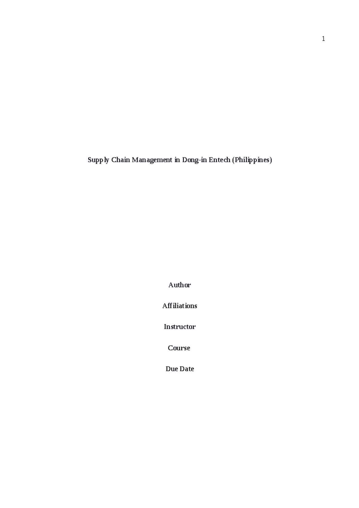 Supply chain Dong-in Entech in Philipines - Supply Chain Management in ...
