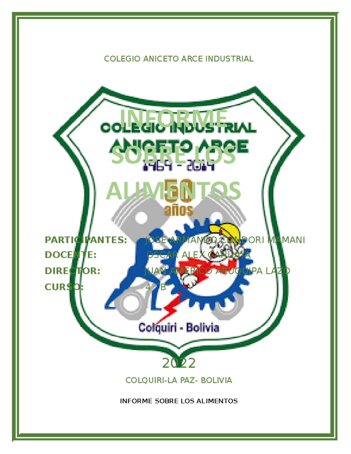 Iforme DE LOS Musculos - INFORME - COLEGIO ANICETO ARCE INDUSTRIAL ...