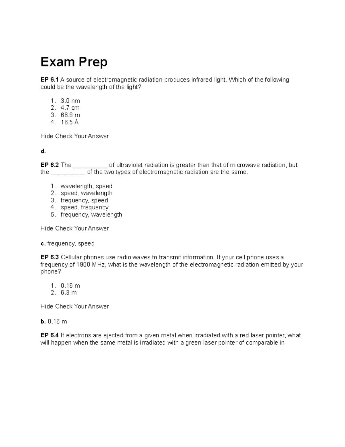 Untitled document - Exam Prep - Exam Prep EP 6 A source of ...