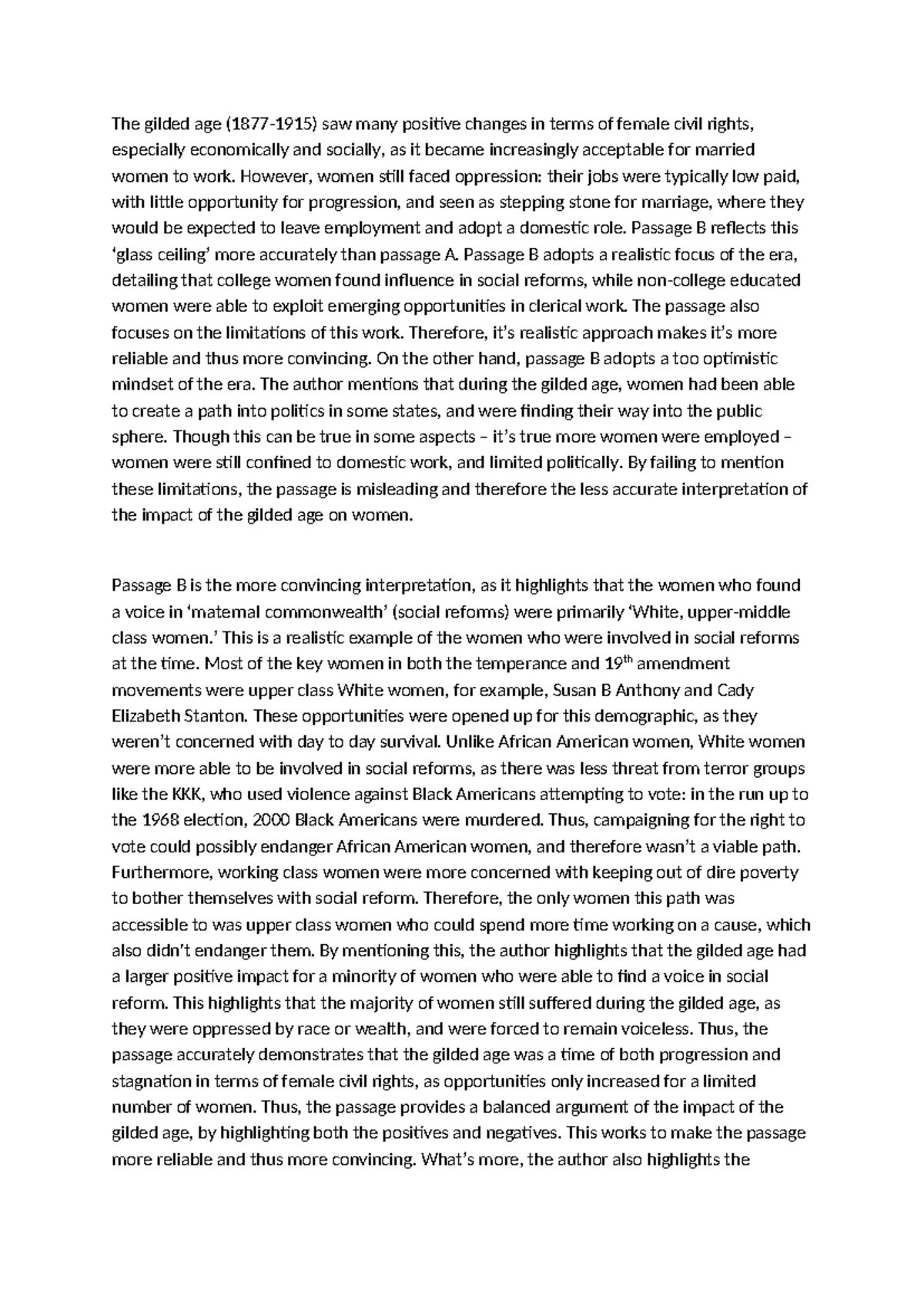 Women and the gilded age - The gilded age (1877-1915) saw many positive ...