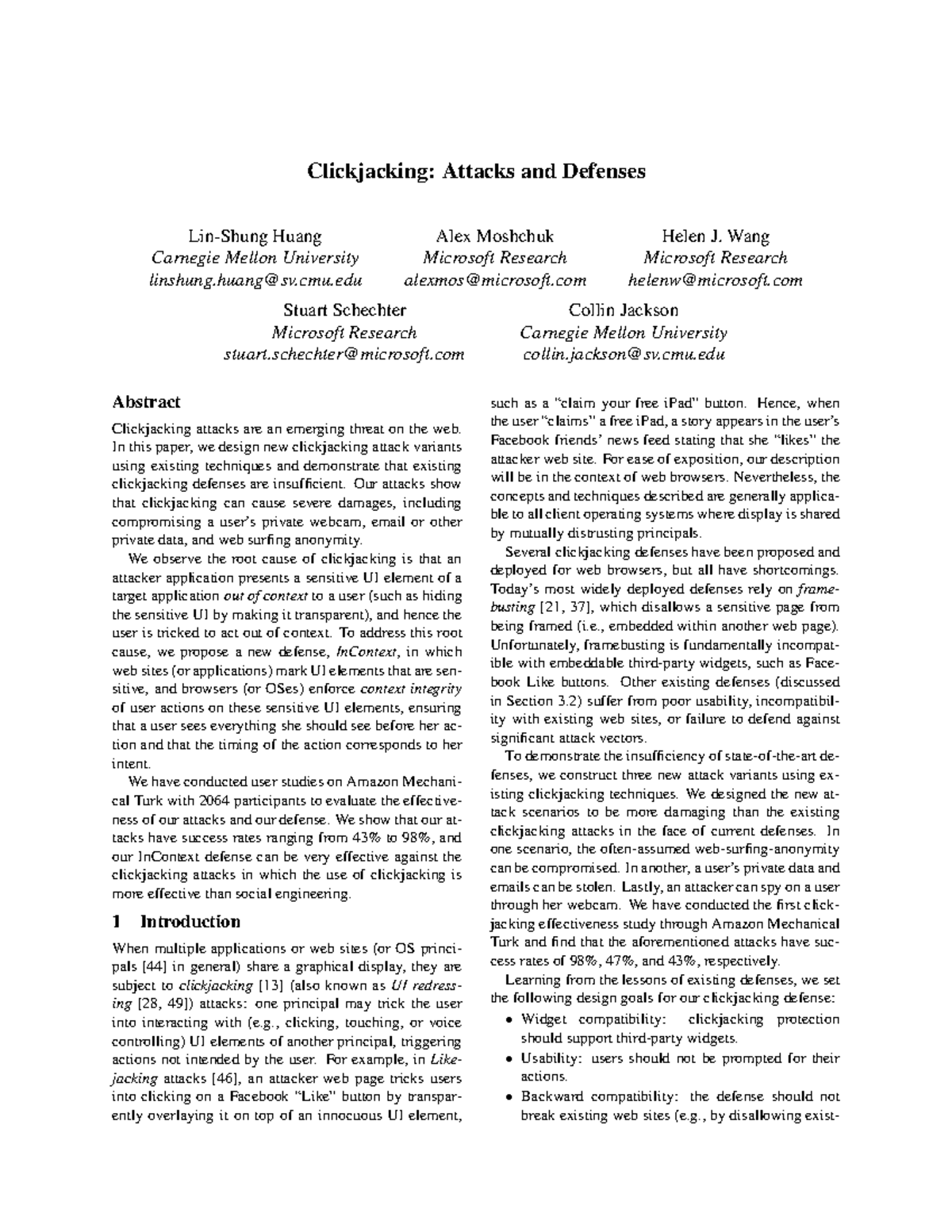 Sec12-final 39 - Clickjacking: Attacks and Defenses Lin-Shung Huang ...